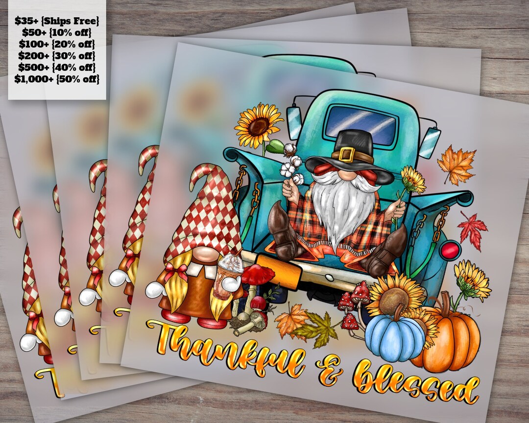 Blessed and Thankful Gnomes Truck Design, Fall Pumpkin Gnomes, Ready to ...