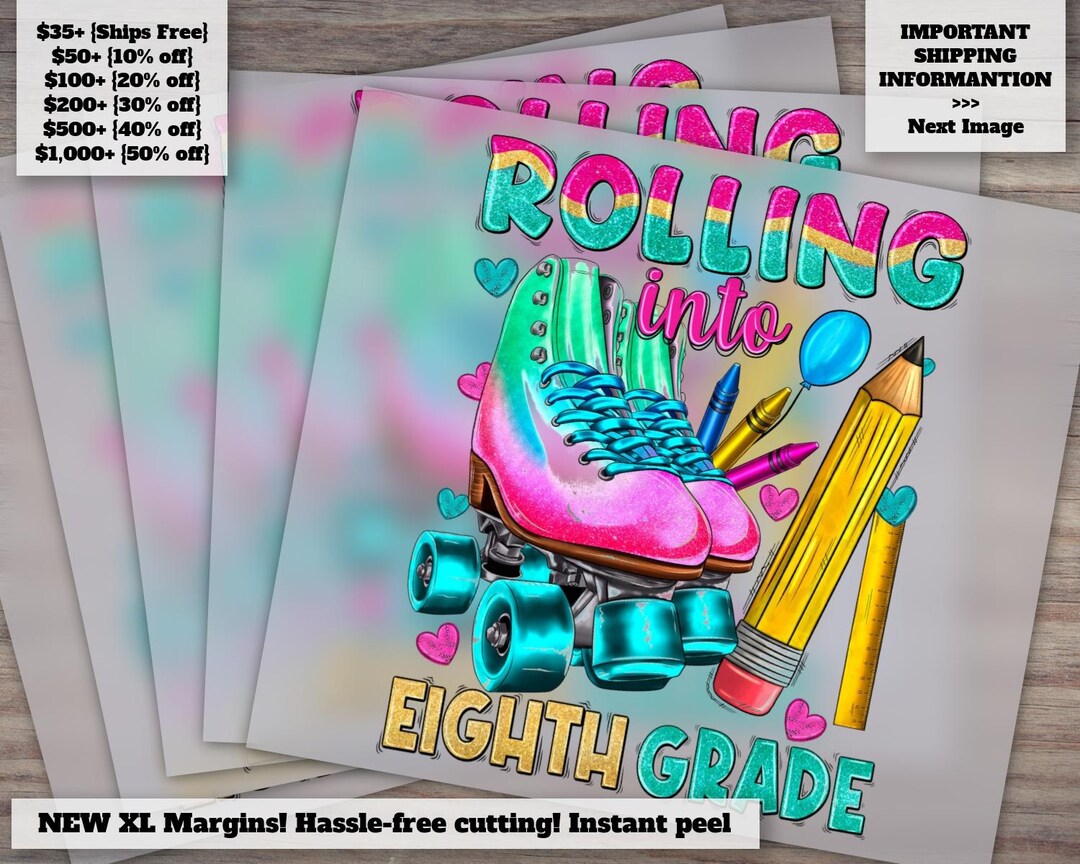 Eighth Grade Skate Sublimation Design | Ready to Press, Heat Transfer ...