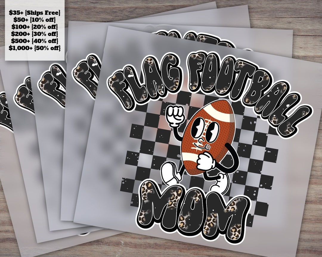 Retro Black Design Flag Football Mom, Ready-to-press Heat Transfer, DTF ...
