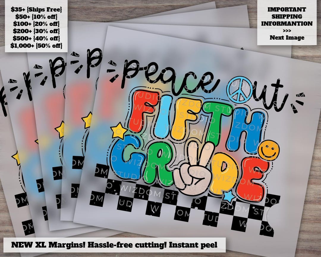 Groovy Retro Peace Out Fifth Grade Boys Design | Ready to Press | Heat ...