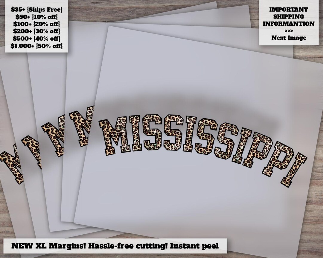 Mississippi Leopard Print Design Heat Transfer, State Leopard Cheetah ...