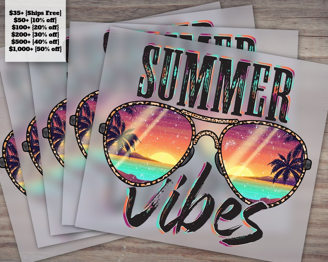 Summer Vibes Sunglasses Design Ready-to-press for Heat Transfer and DTF ...