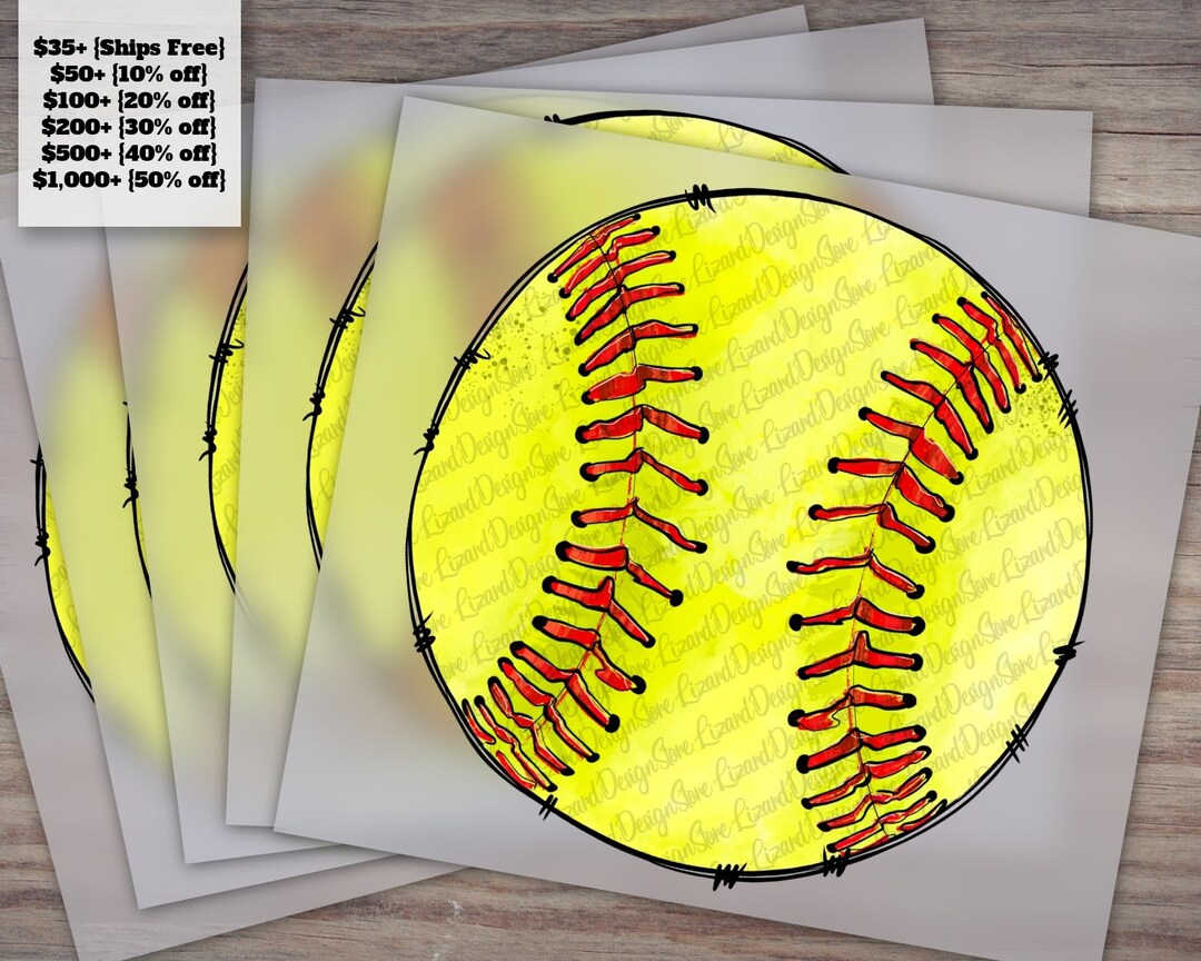 Hand-drawn Softball Design for Heat Transfer and DTF, Ready-to-press ...