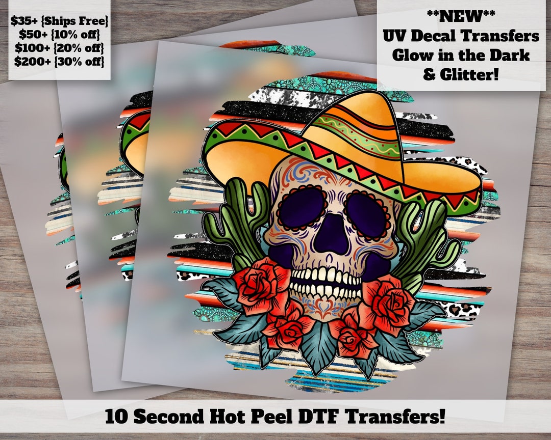 Mexican Skull Dtf Mexican Hat Digital Transfer Print Dtf - Etsy