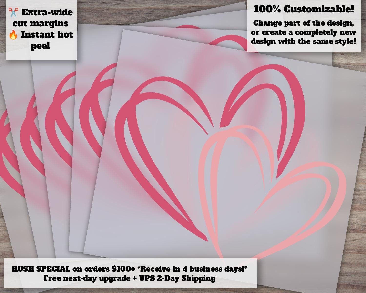 Valentine's Heart DTF Transfer, Love Hearts DTF Print, Combined Hearts ...