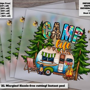 Leopard Themed Camp Life Design, Ready-to-press, Heat Transfer, DTF ...