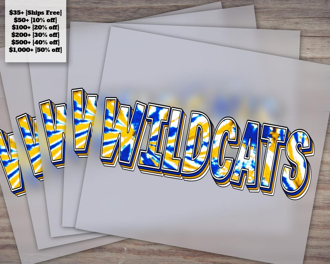 Wildcats Mascot Tie-dye Royal Blue Golden Yellow, School Spirit ...