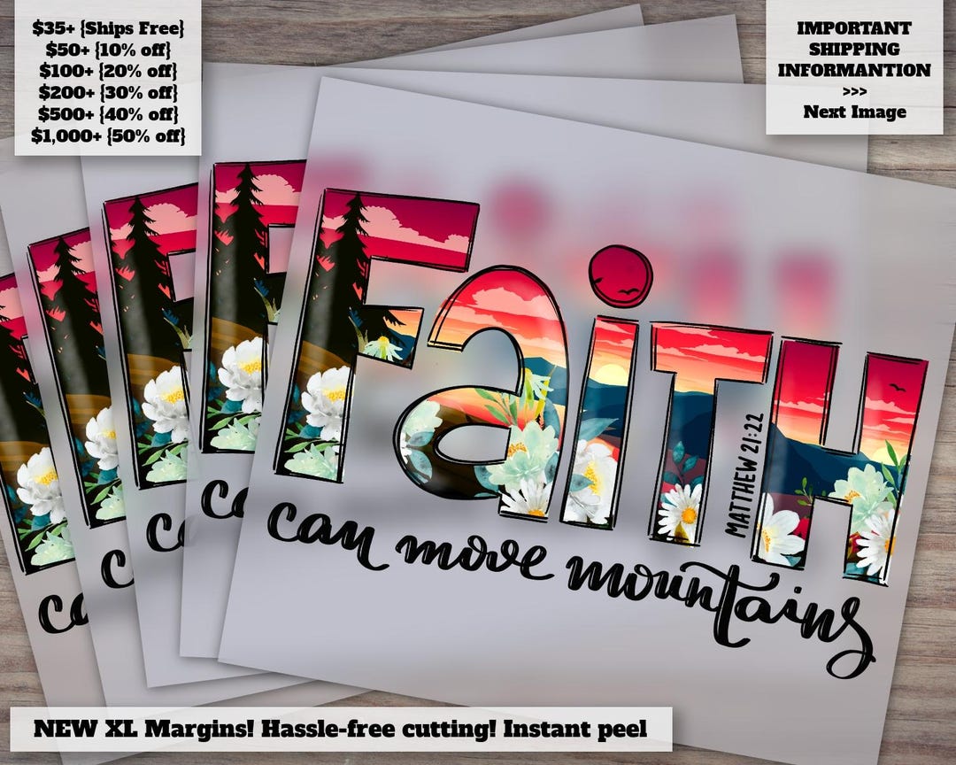 Faith Can Move Mountains - Biblical Verse Design, Ready to Press Heat ...