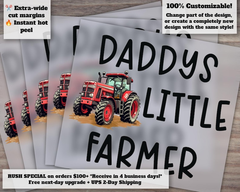 Baby Boy Tractor Farm Design, Daddy's Little Farmer Heat Transfer ...