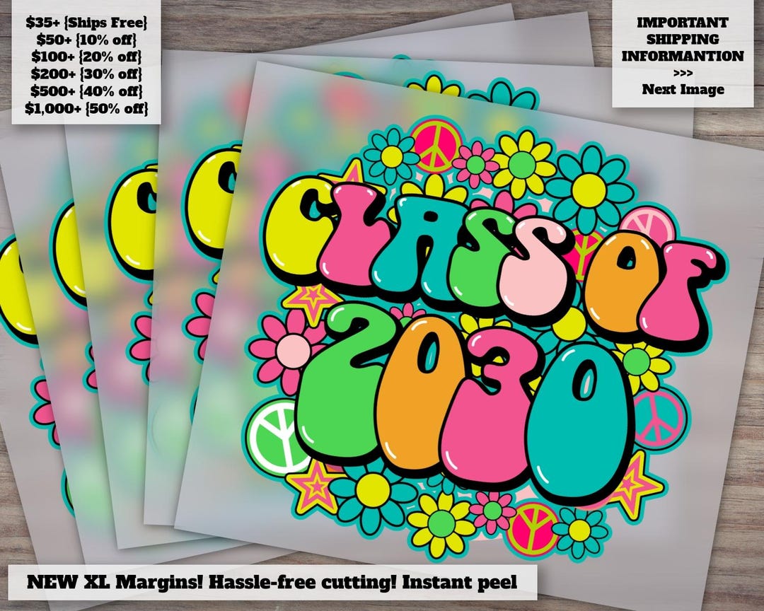 2030 Graduation Design, School Heat Transfer Art, Groovy Flower Style ...