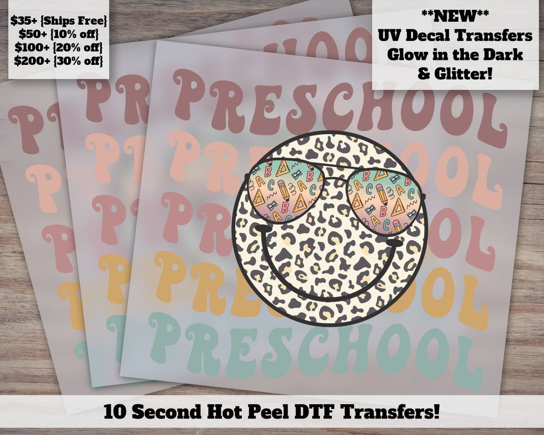 Pre-k Dtf, First Day Transfer Print, Retro Smiley Face Digital Transfer ...