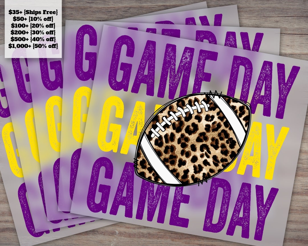 Game Day Football Sticker Design, Cheetah Leopard Print, Heat Transfer ...