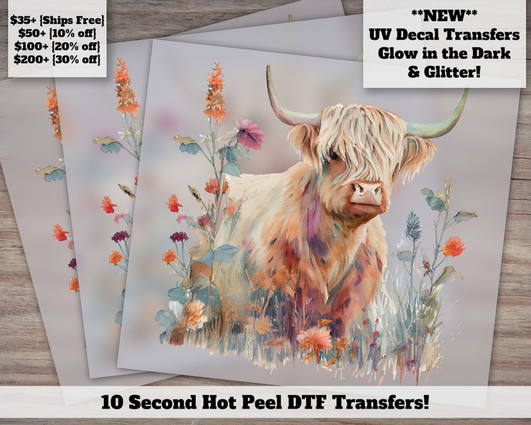 Highland Cow Heat Transfer Designs Floral Country Western - Etsy