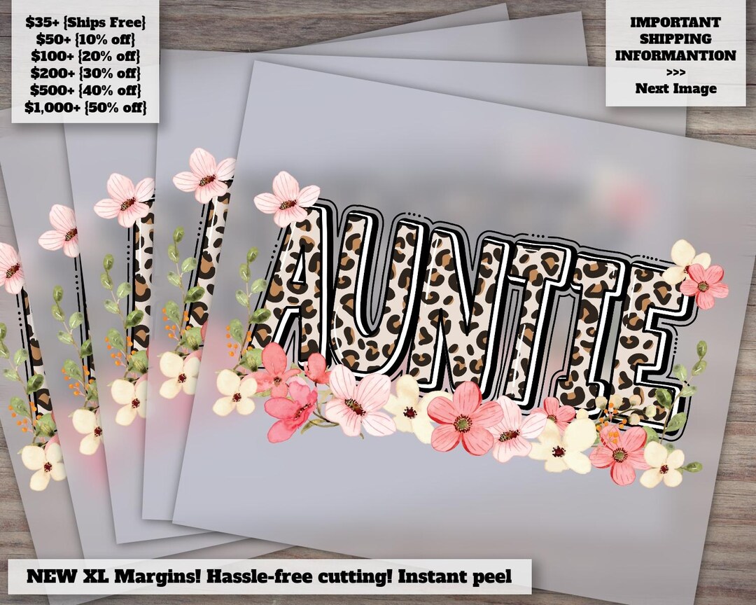 Auntie Leopard-pink Floral Design, Prepped for Heat Transfer and DTF ...