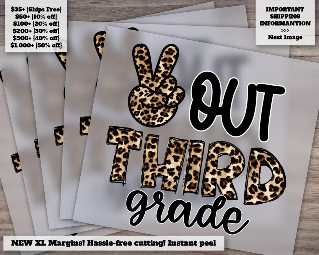 Peace Out Third Grade Leopard Print - End of School T-shirt Design ...