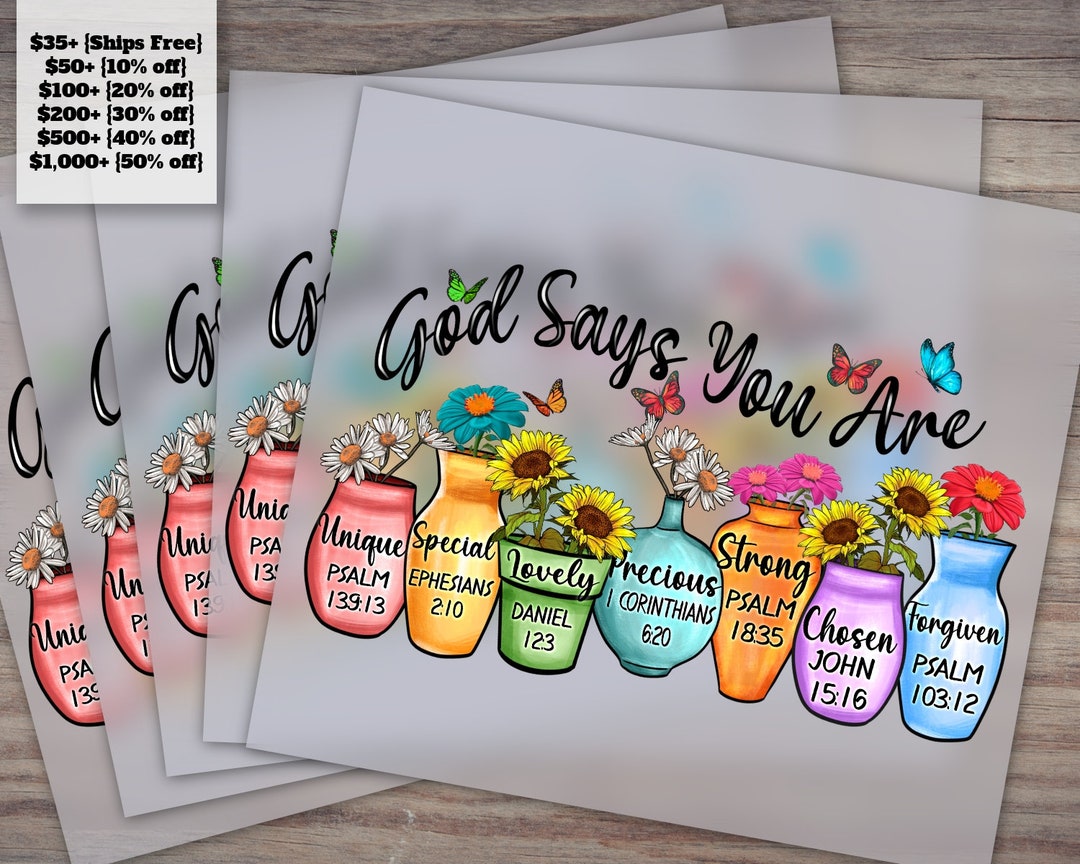 Christian Floral Design With Bible Verse: Unique Heat Transfer, Ready ...