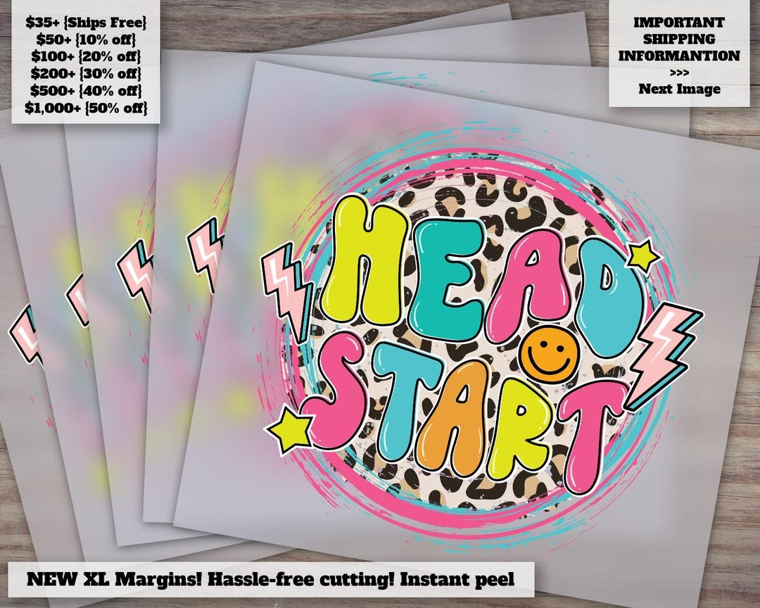 Back to School Heat Transfer Design, Head Start Ready-to-press DTF, for ...