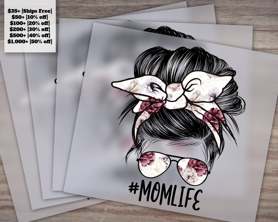 Mom Life Messy Bun Design Watercolor Flowers, Sunglasses, Hairband ...