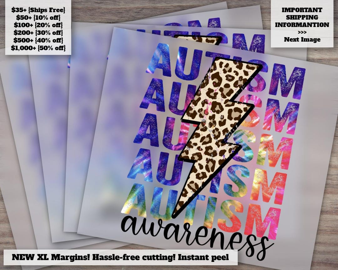 Autism Awareness Cheetah Leopard Lightning Print, Distressed Tie Dye ...