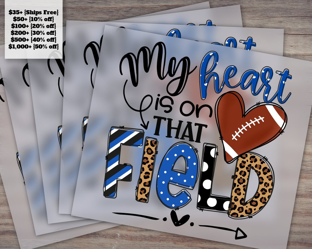 Blue Football Field Heart Design, Leopard Print, Football Mom Heat ...