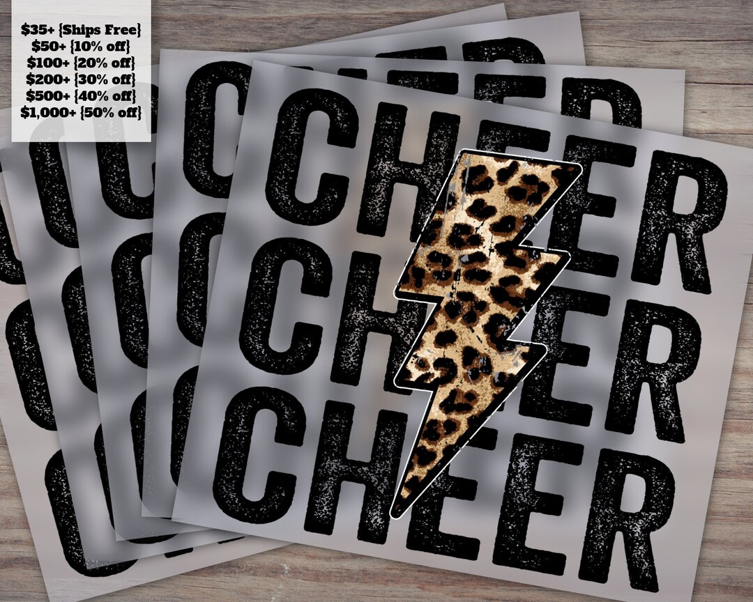 Cheetah Leopard Bolt Cheer Design for T-shirt, Heat Transfer, DTF ...