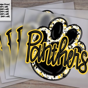 Hand Drawn Panthers Football Design, Black Yellow Paw Print, Ready to ...