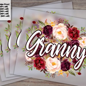 Floral Granny and Grandma Designs, Modern Nana Ideas Watercolor Ready ...