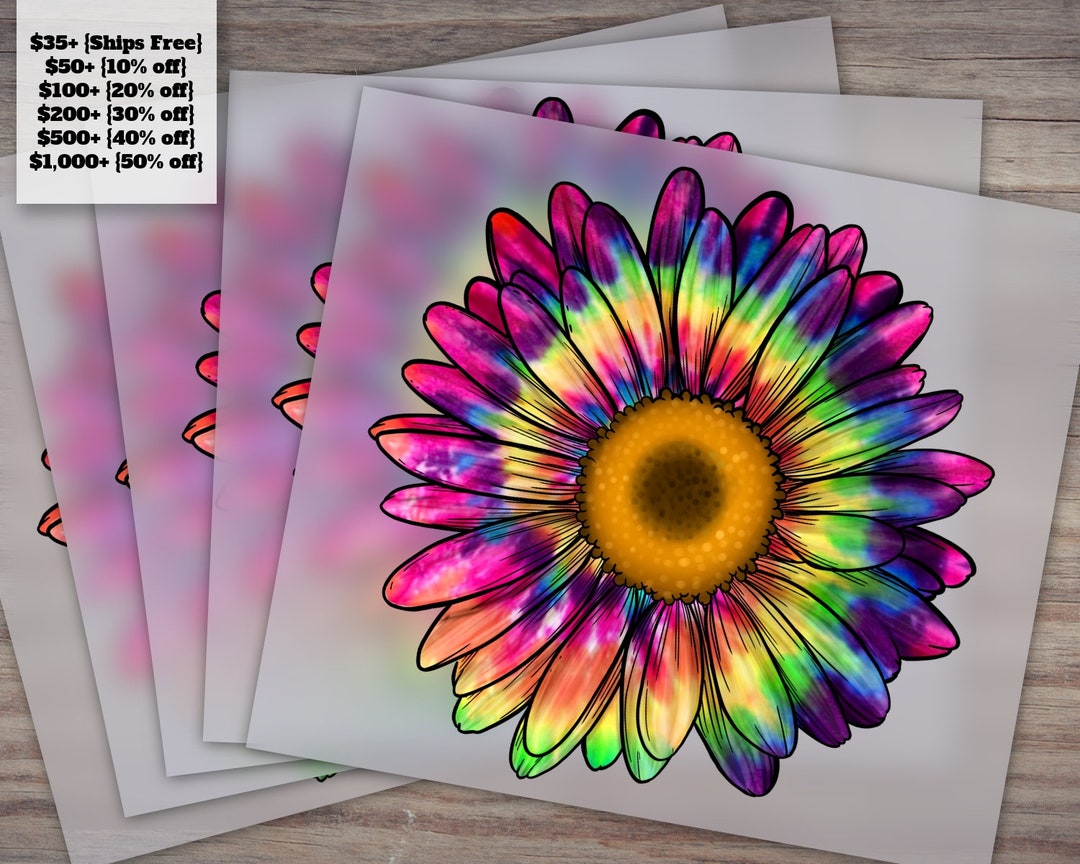 Tie Dye Daisy Design, Western Style, Ready to Press Heat Transfer, DTF ...