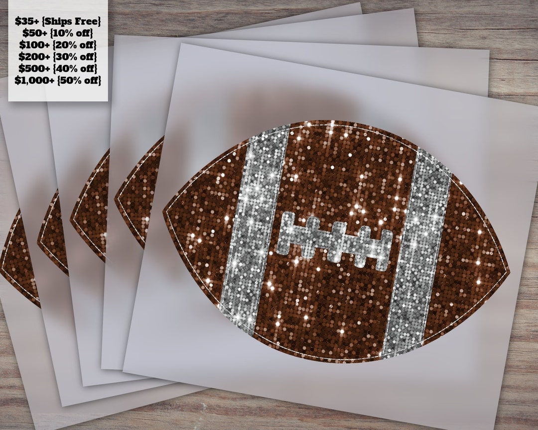 Sequin Football Design Hand Drawn Glitter Patch Faux Appliqué DTF Ready ...