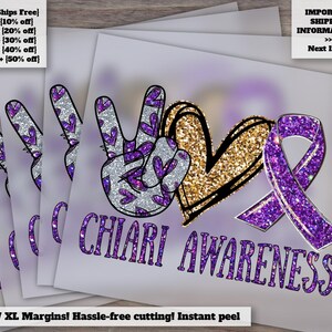 Chiari Malformation Awareness Design, Purple Ribbon Heat Transfer ...
