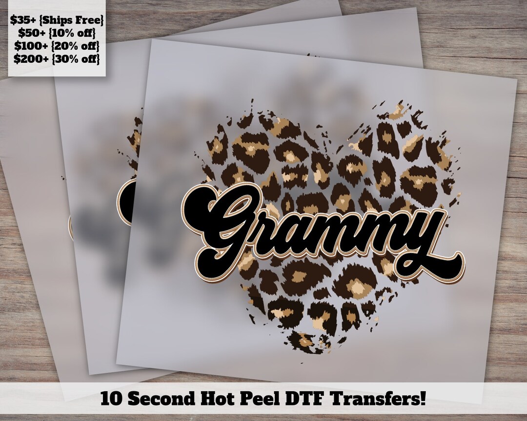 Custom Grammy Leopard , Retro Grandma Dtf Print Transfers for Mama ...