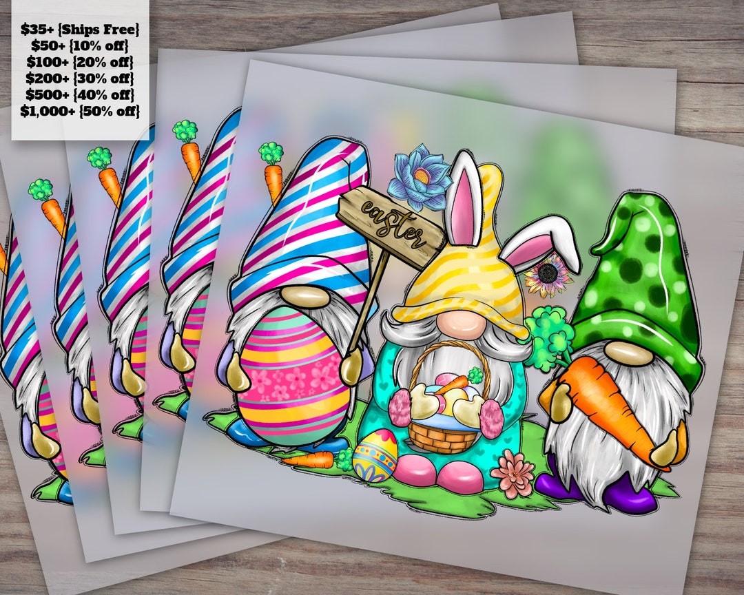 Easter Day Gnome DTF, Happy Easter and Rabbit DTF, Ready to Press Heat ...