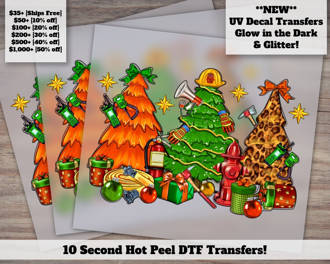 Firefighter Christmas Tree Design, Western Holiday Theme, Ready-to ...