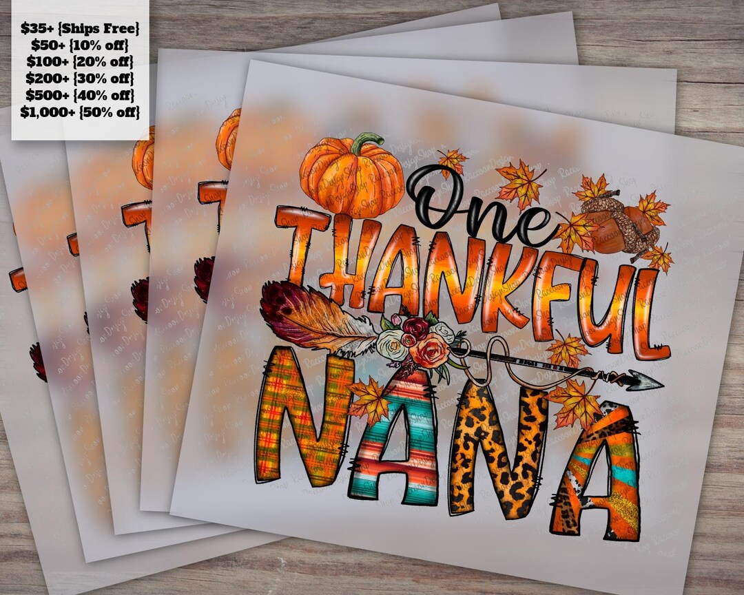 Thankful Nana Fall Design Autumn Heat Transfer Graphics Ready to Press ...