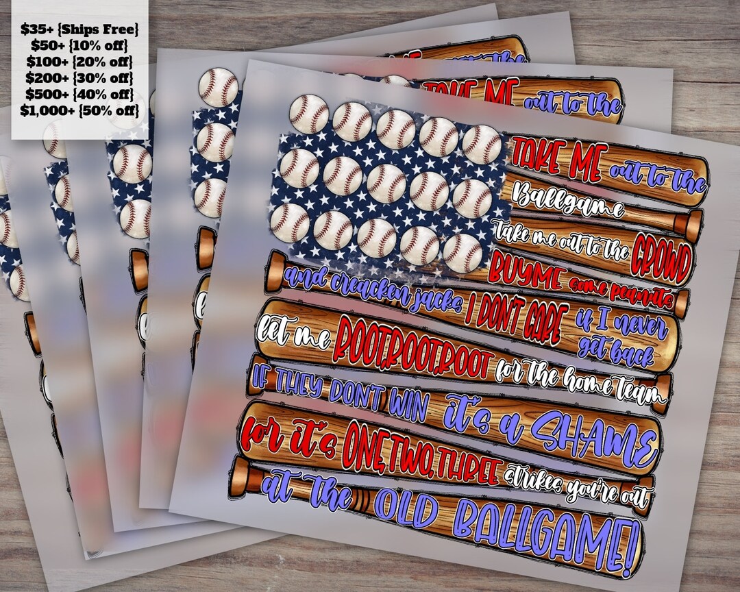 American Flag Baseball Design: Heat Transfer, DTF Ready, Western and ...