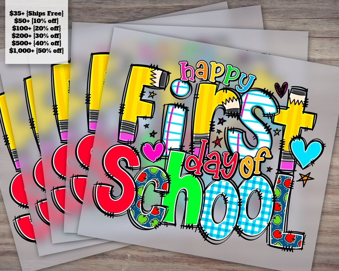 First Day of School Doodle Design With Fun Bubble Letters for Shirts ...