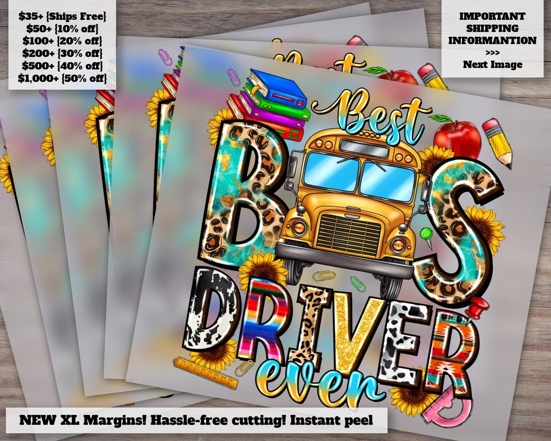 Top Bus Driver Design for Back to School - Ready to Press Heat Transfer ...