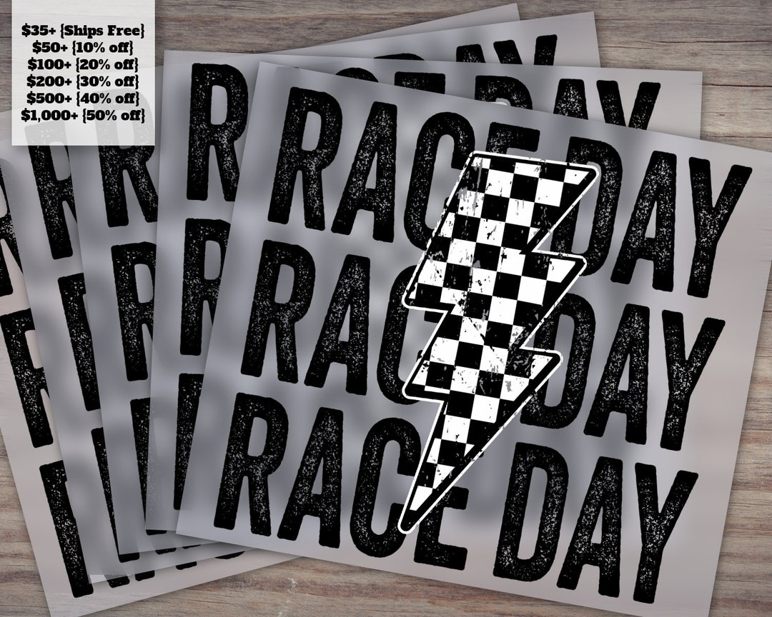 Race Day Checker Lightning Bolt Design for T-shirt Heat Transfer, DTF ...