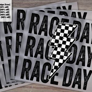 Race Day Checker Lightning Bolt Design for T-shirt Heat Transfer, DTF ...