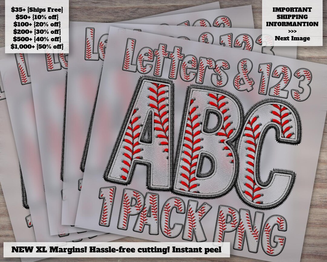 Baseball Alphabet Embroidery, Red Stitch Sports Letters, Ready to Press ...