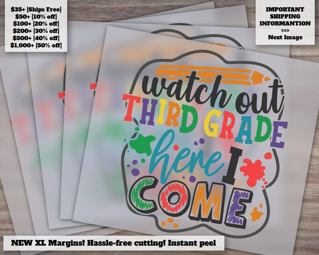 Third Grade Here I Come' DTF File | Commercial Use | Back to School ...