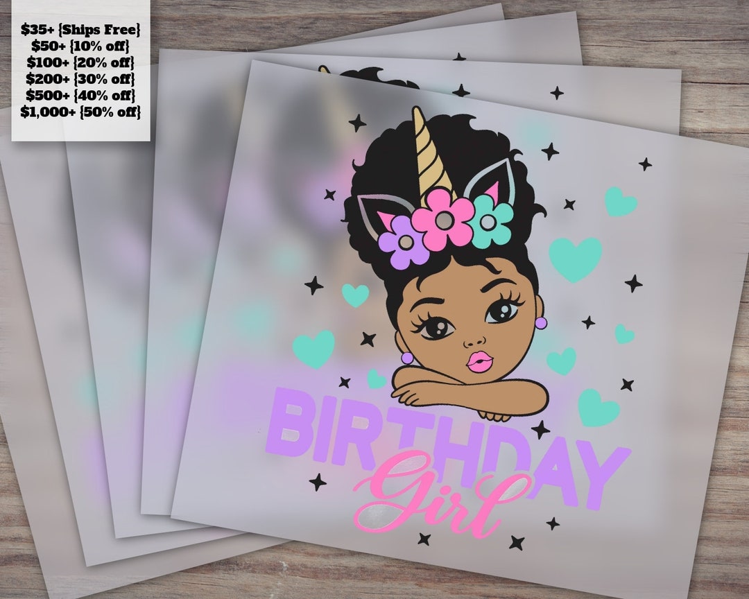 Anniversaire fille licorne DTF, princesse queues de cheval afro, art ...
