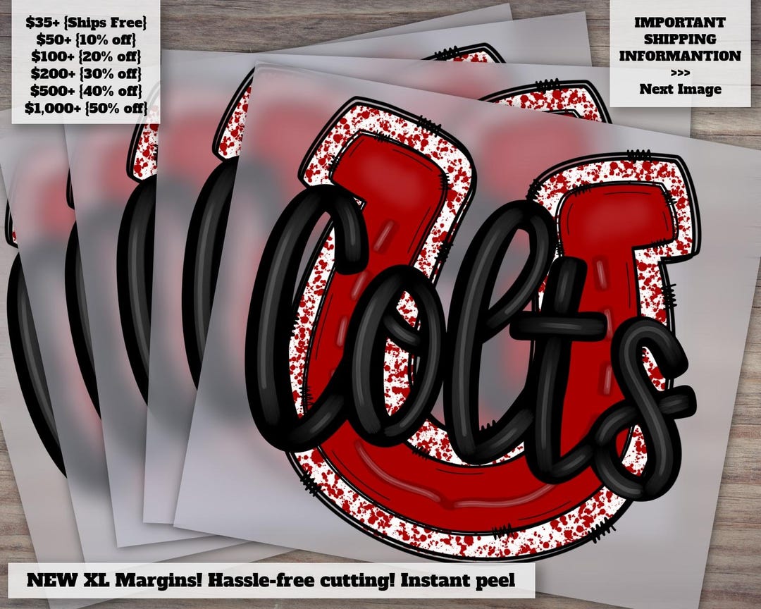 Colts Hand Drawn Football Design DTF Heat Transfer | Colts Red Mascot ...