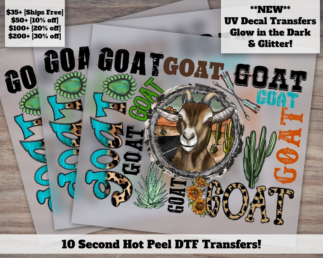 Western Goat and Sunflower Design for Heat Transfer DTF - Etsy