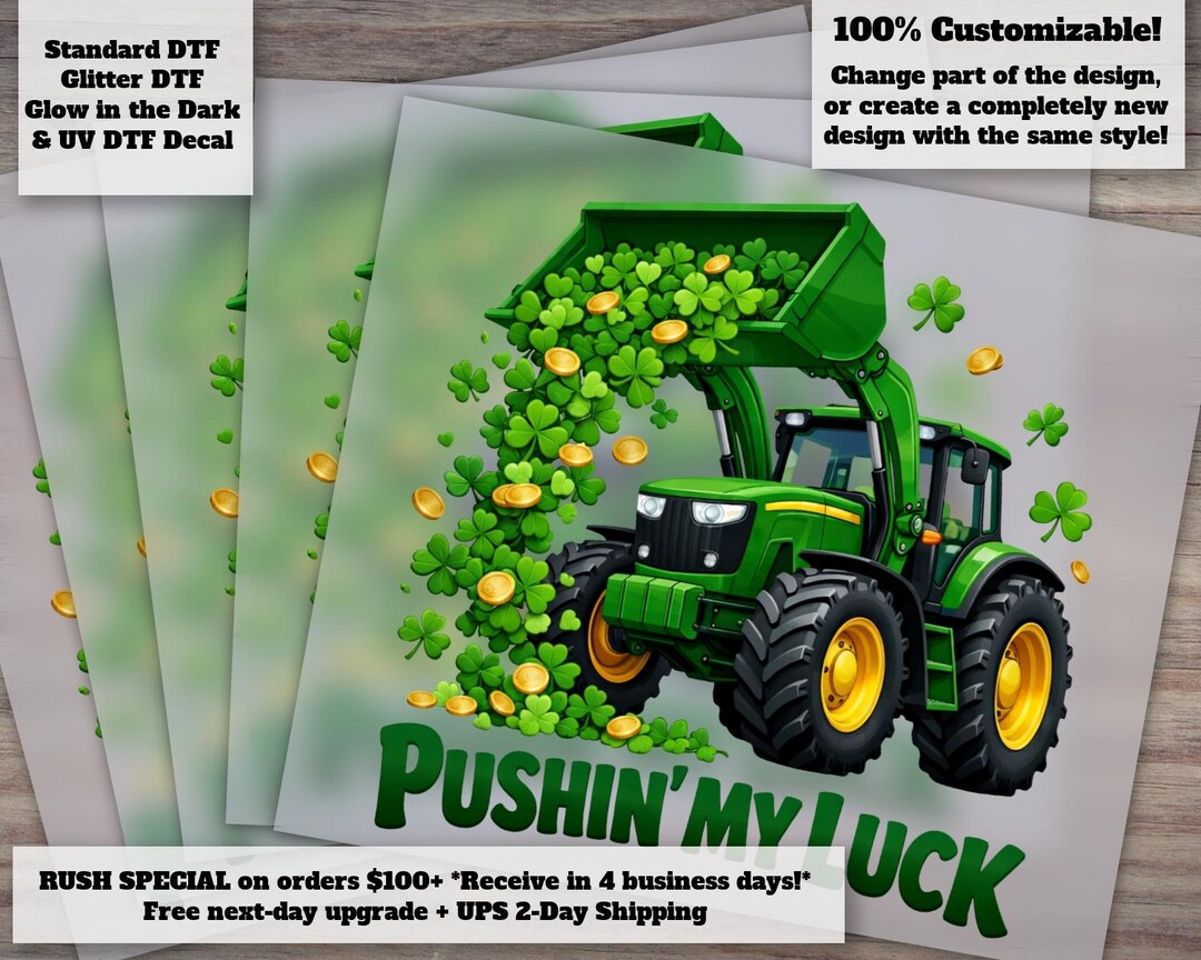 St Patricks Day Shamrock Tractor Heat Transfer With Lucky Farming ...