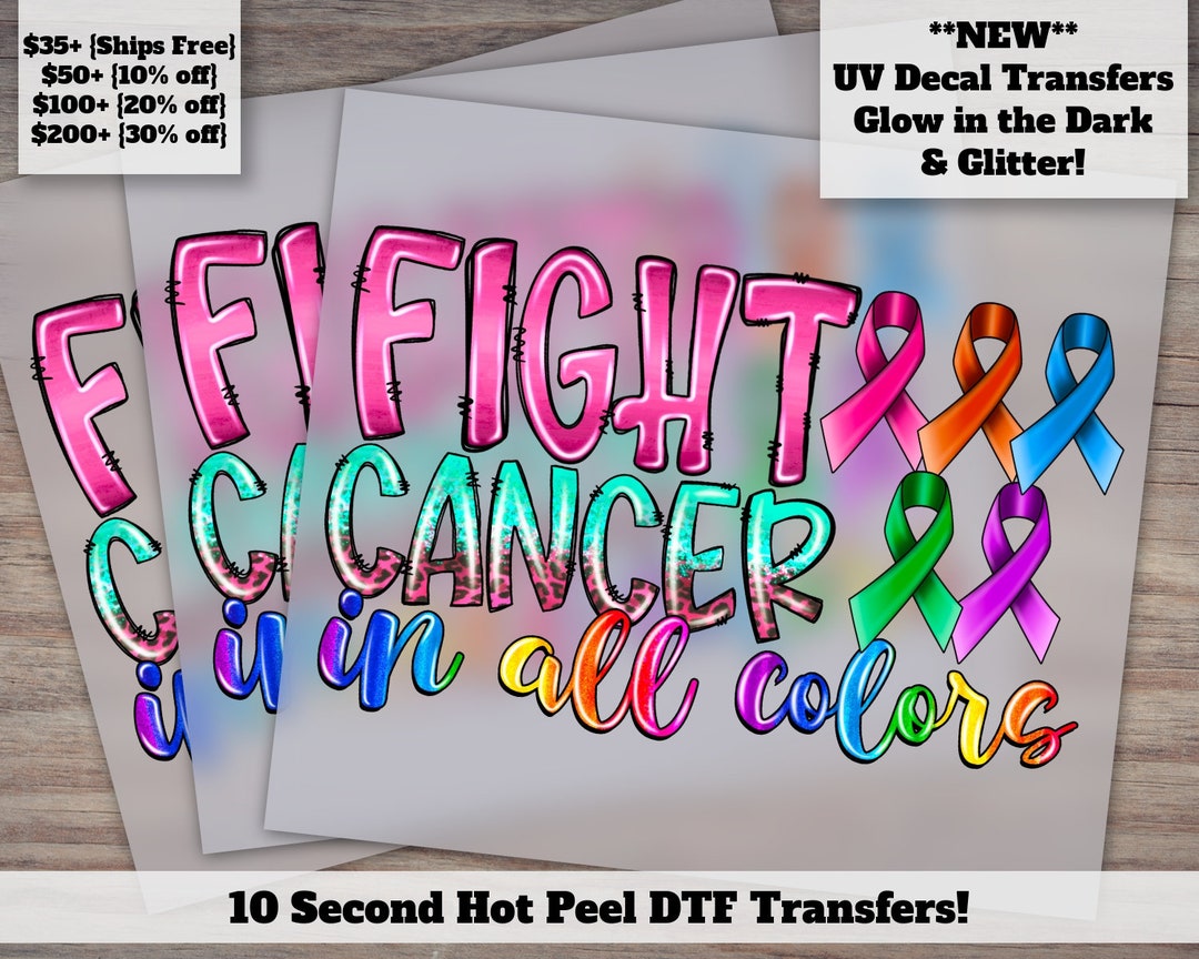 Fight Cancer in All Colors Dtf Ribbon Clipart Cancer Warrior - Etsy