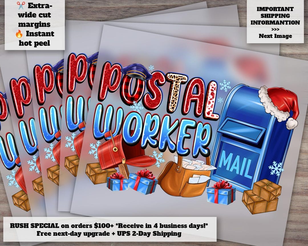 Merry Christmas Postal Worker Design - Holiday Heat Transfer for Gifts ...