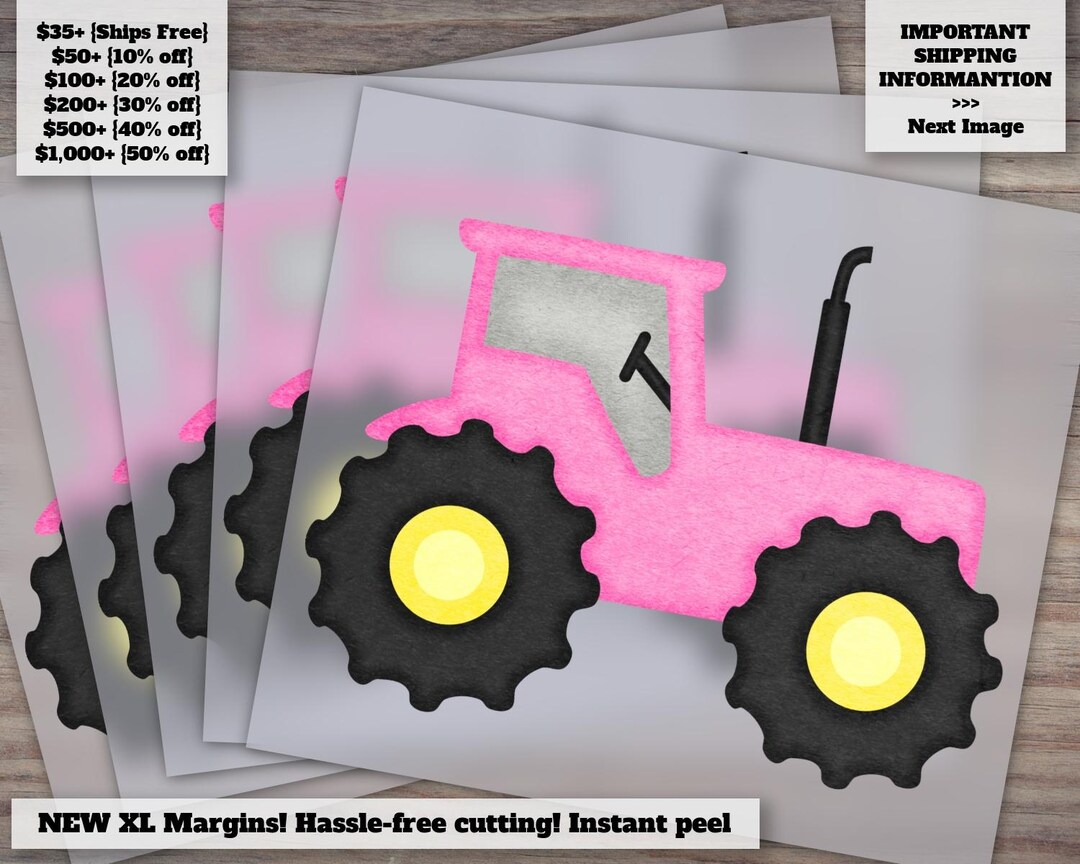 Pink and Yellow Textured Tractor - Farm Girl - High Resolution Art ...