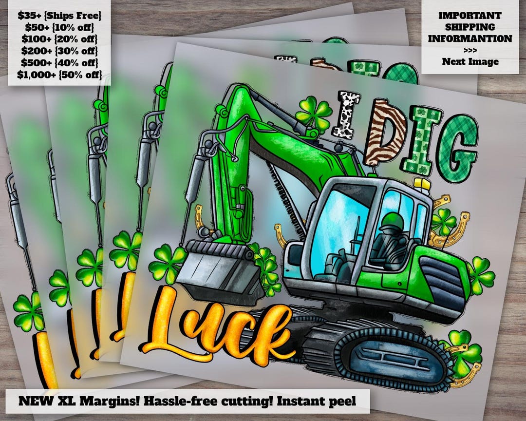 St Patricks Day Lucky Clover Design, Love Truck and Backhoe Loader ...