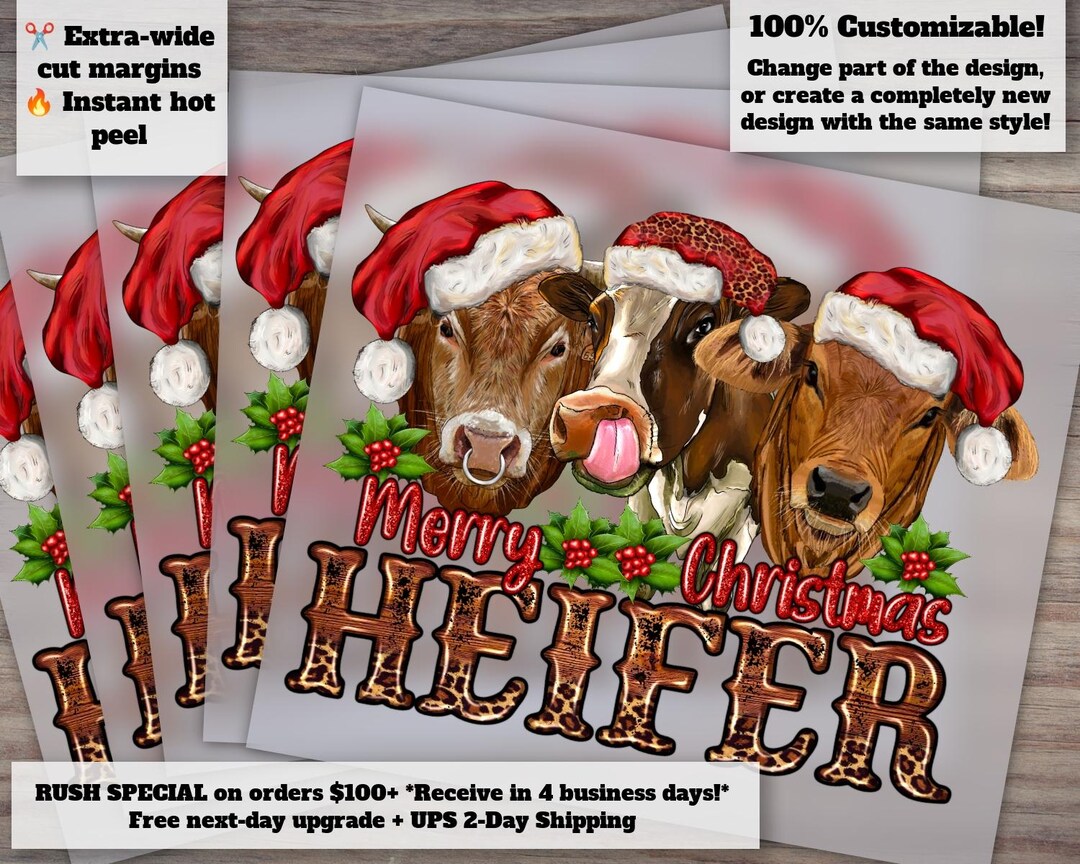 Merry Christmas Heifer Design | Western Christmas Cows | Ready to Press ...